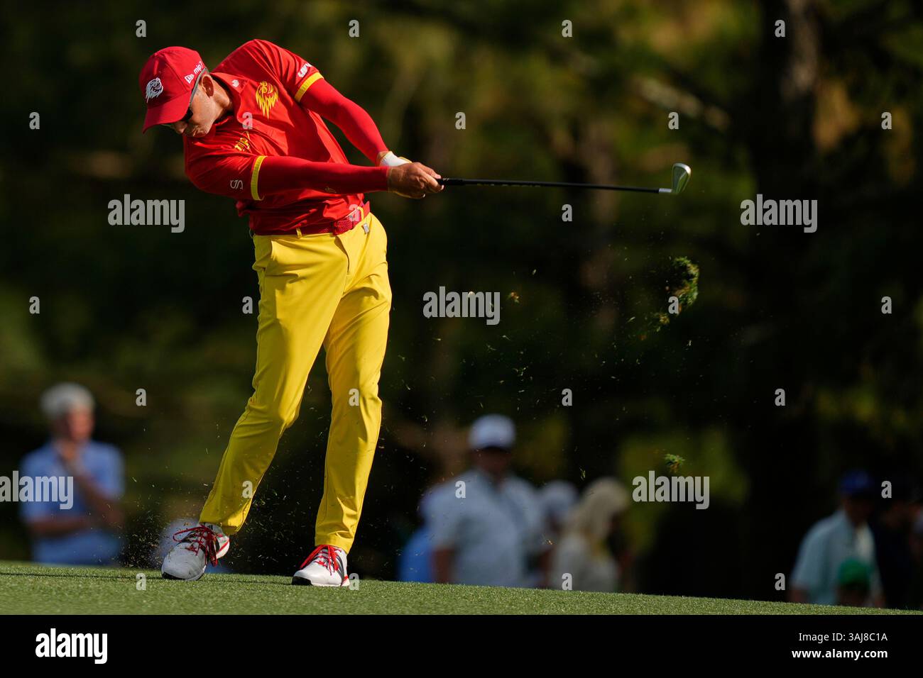 Sergio Garcia, of Spain, hits from the fairway on the 15th hole during ...