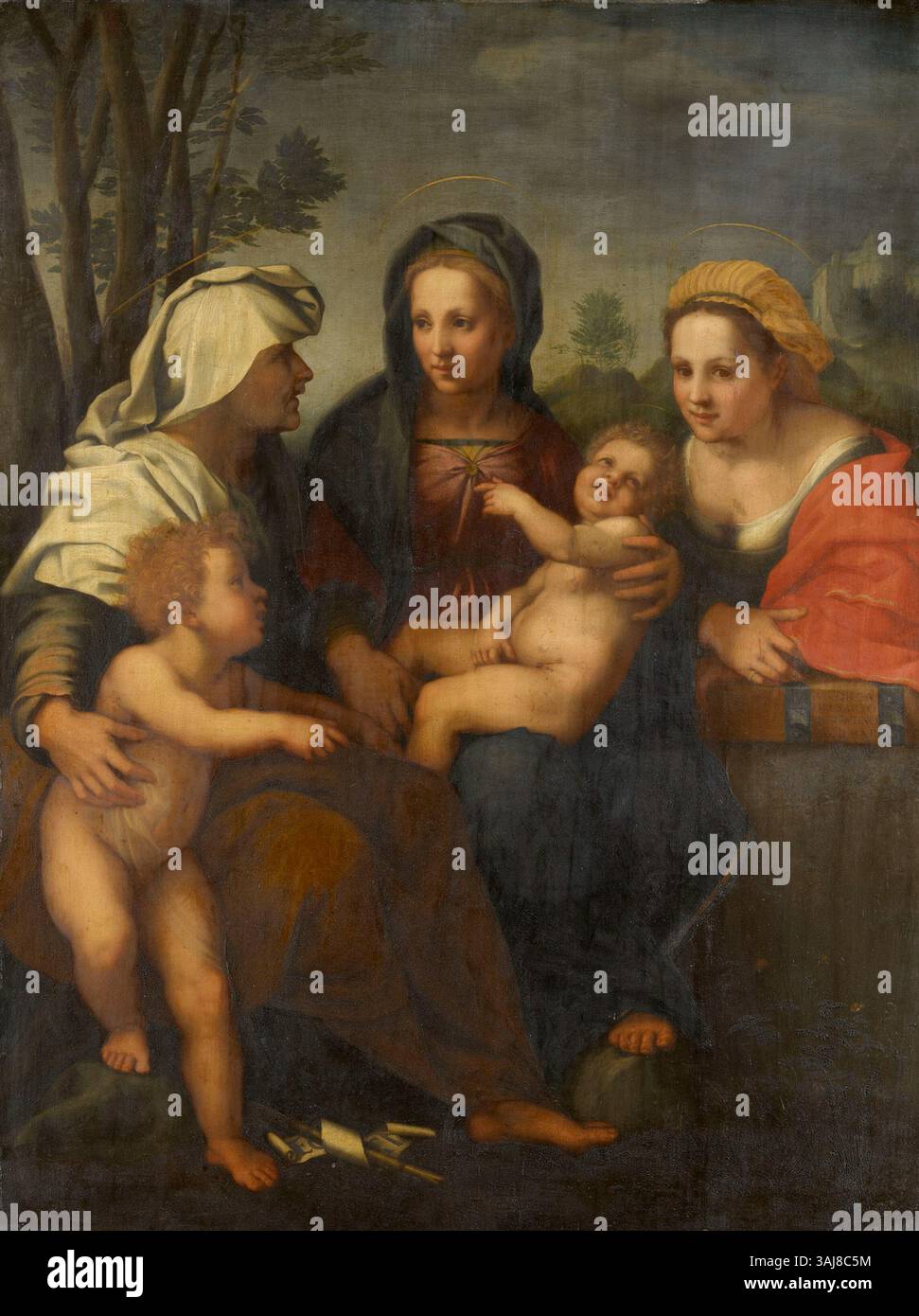 This painting, after Andrea del Sarto, represents The Holy Family with ...