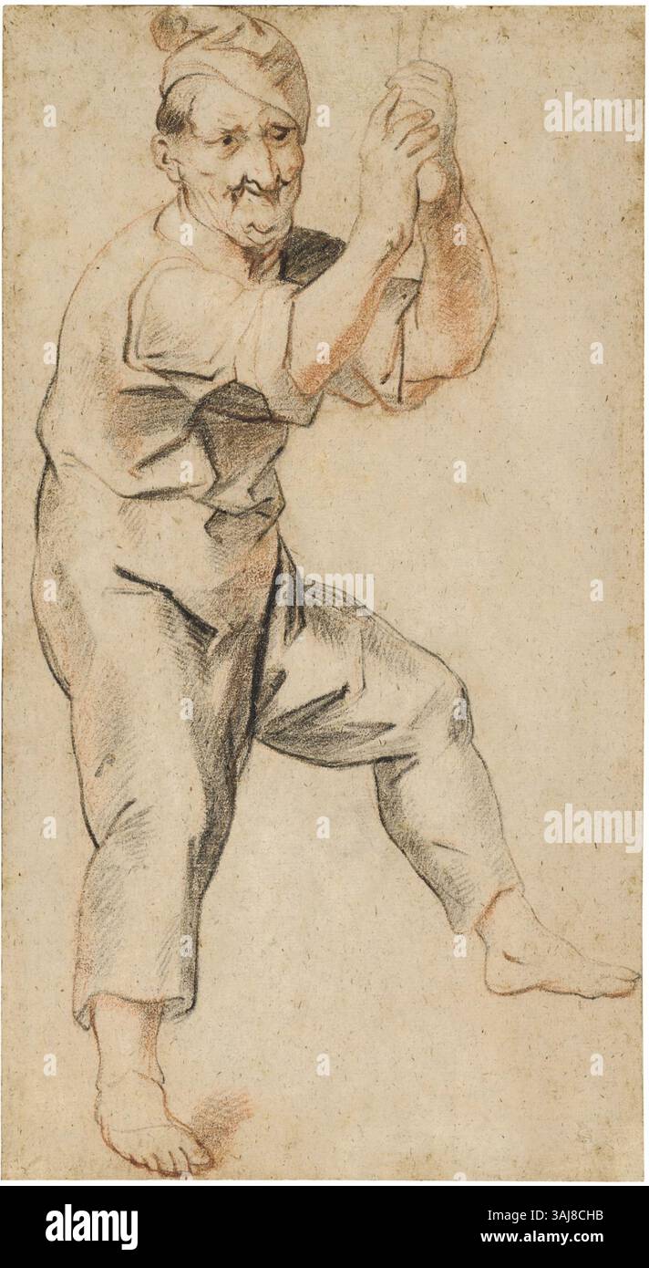 A drawing by Jacob Jordaens from the 1640s, this study in black and red ...