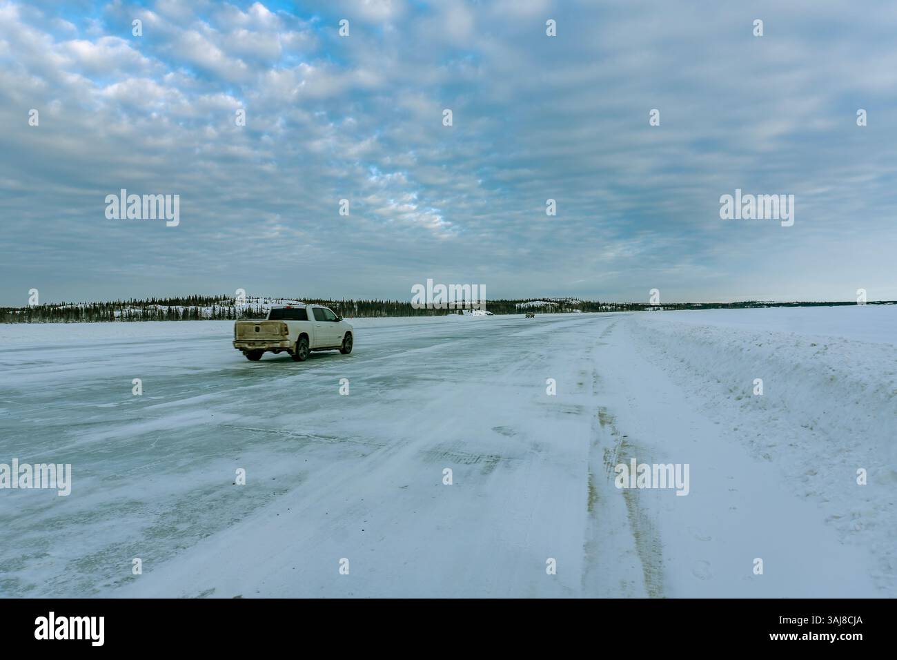 The Dettah Ice Road in Yellowknife, Northwest Territories, Canada Stock ...