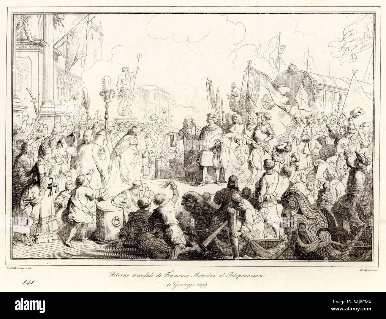 This artwork illustrates the triumphant return of Doge Francesco ...