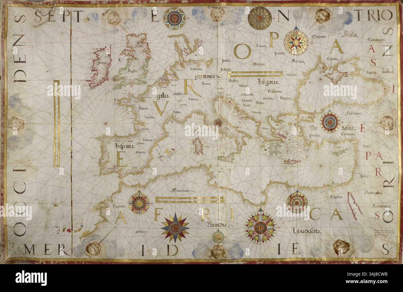 This 1570 portolan chart by Diogo Homem features the Mediterranean ...