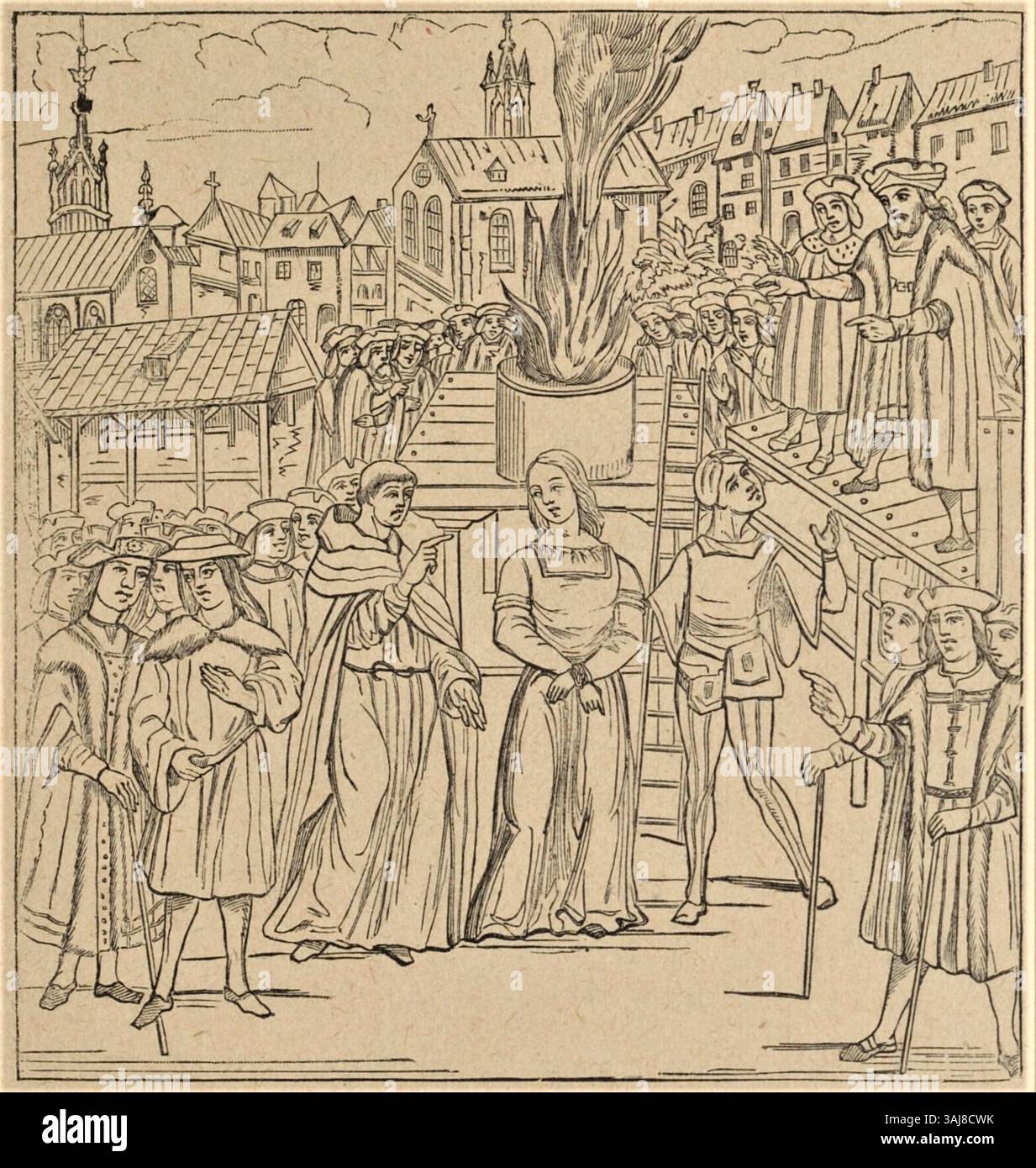 A 16th-century engraving based on a lost miniature, depicting Joan of ...