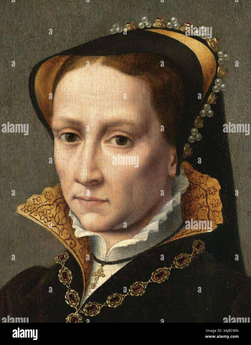 A 16th-century portrait of Queen Mary I of England, painted by the manner of Antonis Mor. The ...