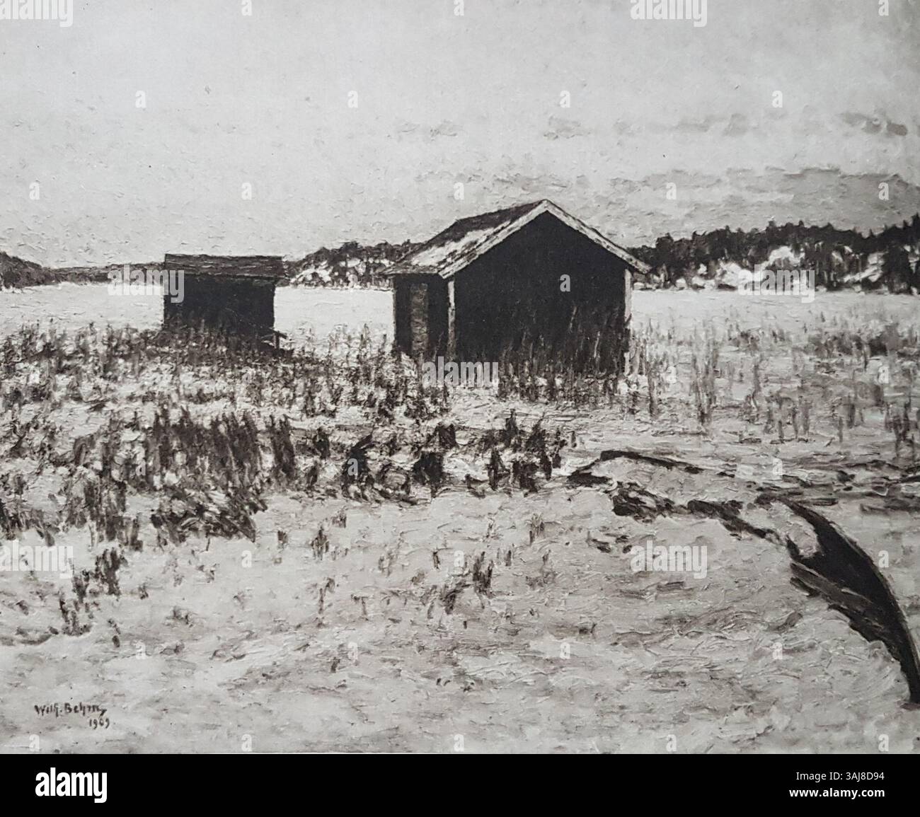 Winter evening scene created by Wilhelm Behm, photographed from Allhems ...