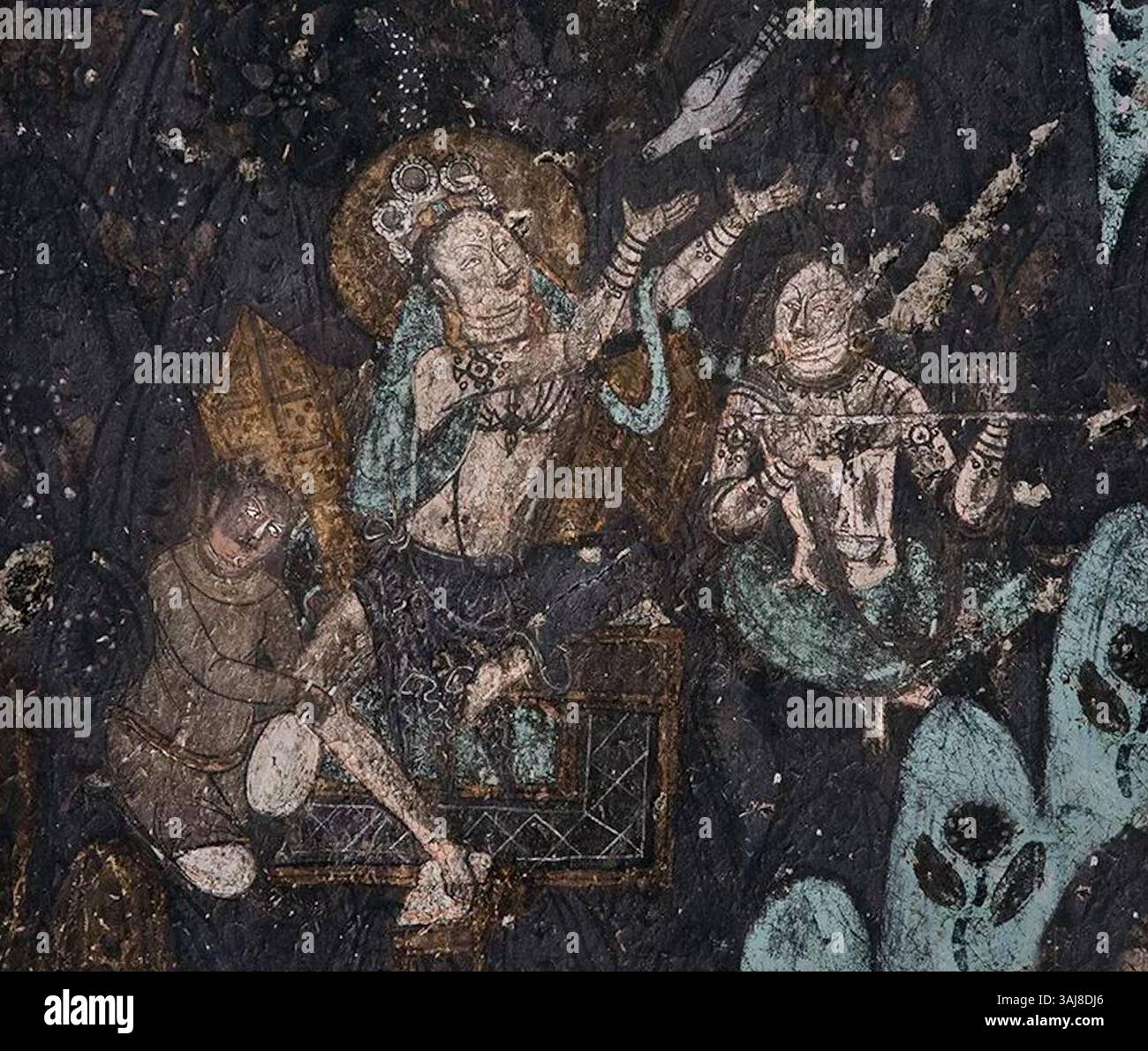 A 6th-7th century drawing from the Kizil caves, depicting a panel of ...