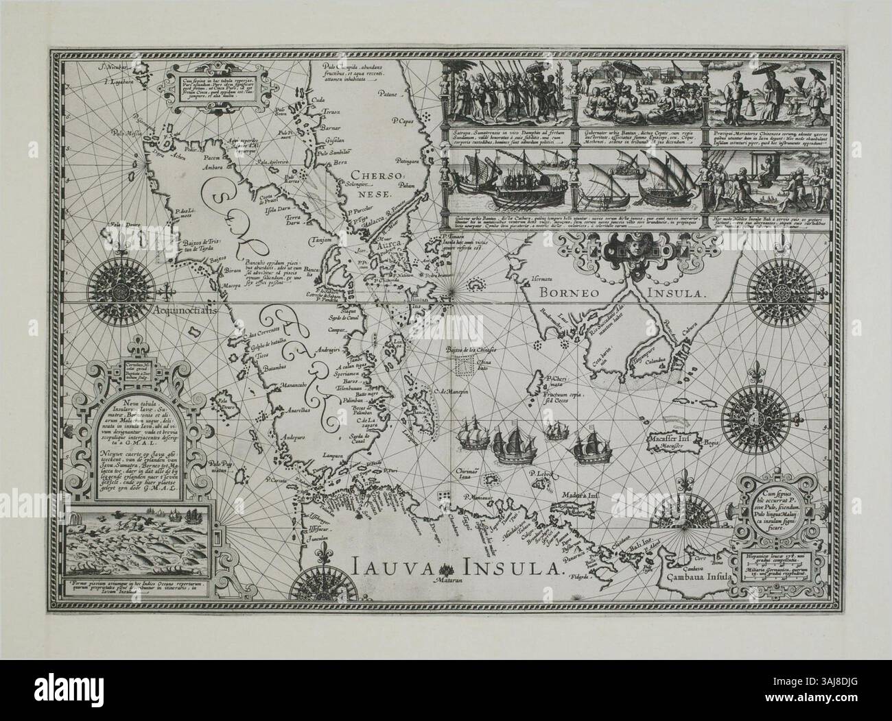 This map of the Indonesian Archipelago, published in 1598, features ...
