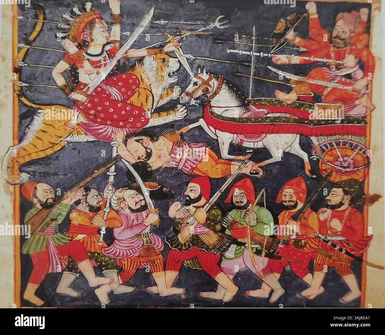 A Folio From The Devi Mahatmya Painted In 1703 Depicting The Great