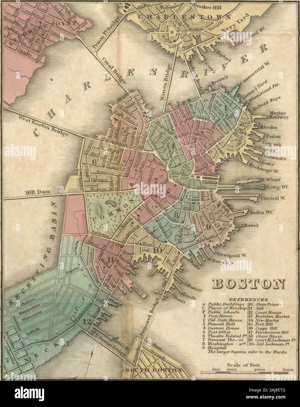 Map of Boston, Massachusetts, and Rhode Island, created by Henry ...