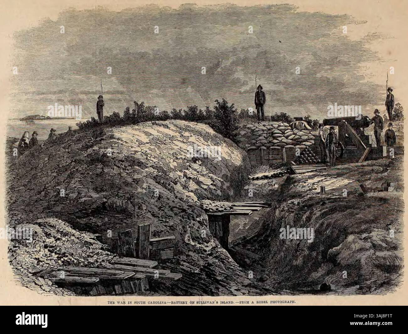 This illustration from January 9, 1864, depicts a Confederate battery ...