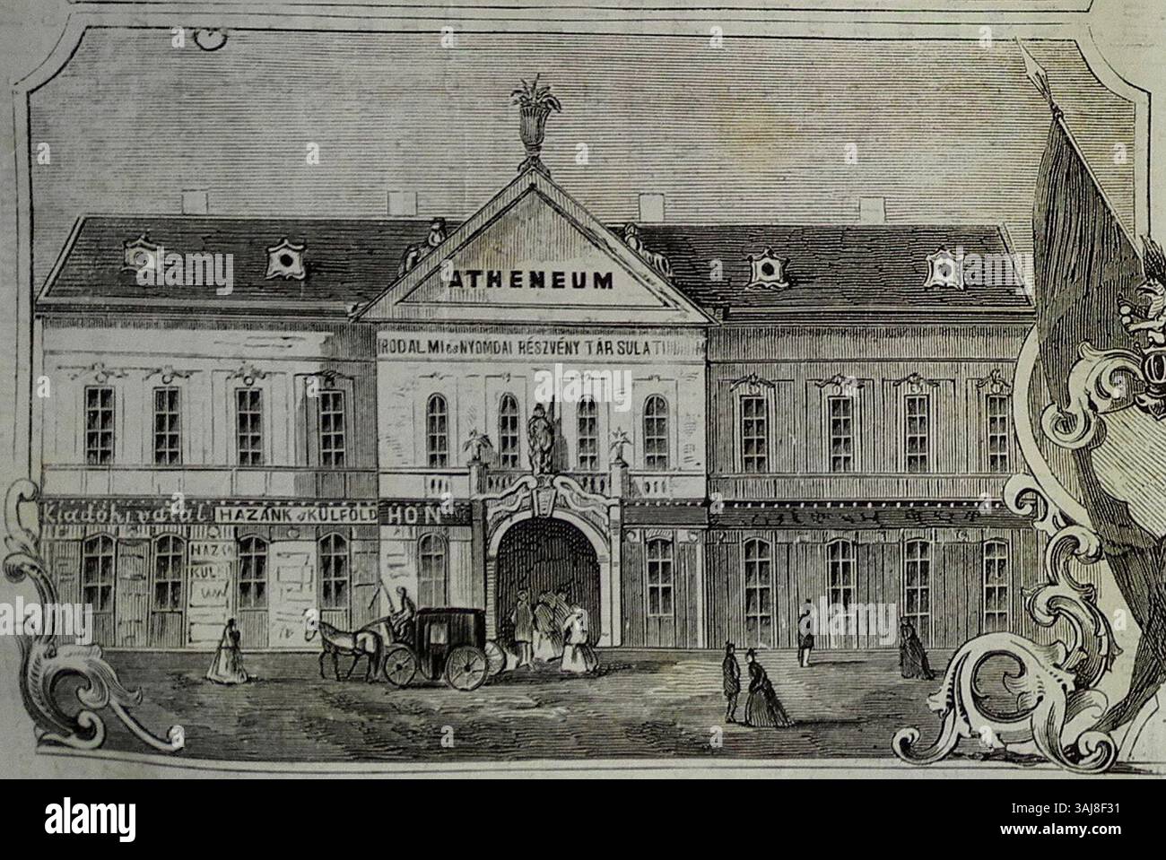 This image from the 1869 work by Károly Rusz depicts the Athenaeum ...