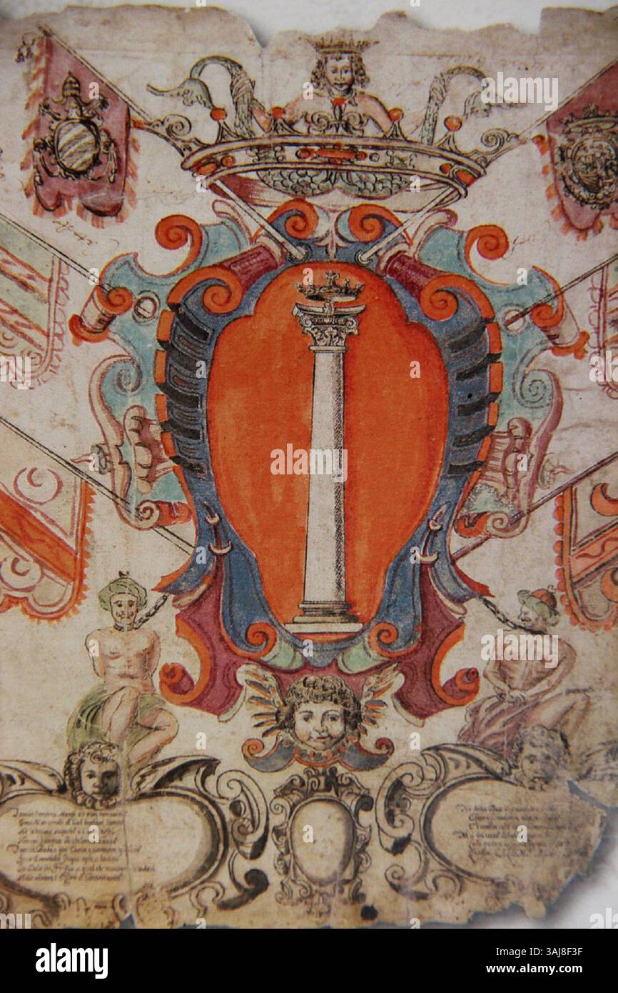 The Colonna family heraldic emblem, a symbol of their noble lineage ...