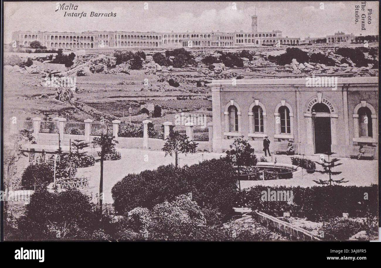 This photograph from around 1913 shows the Imtarfa Barracks in Malta, a ...