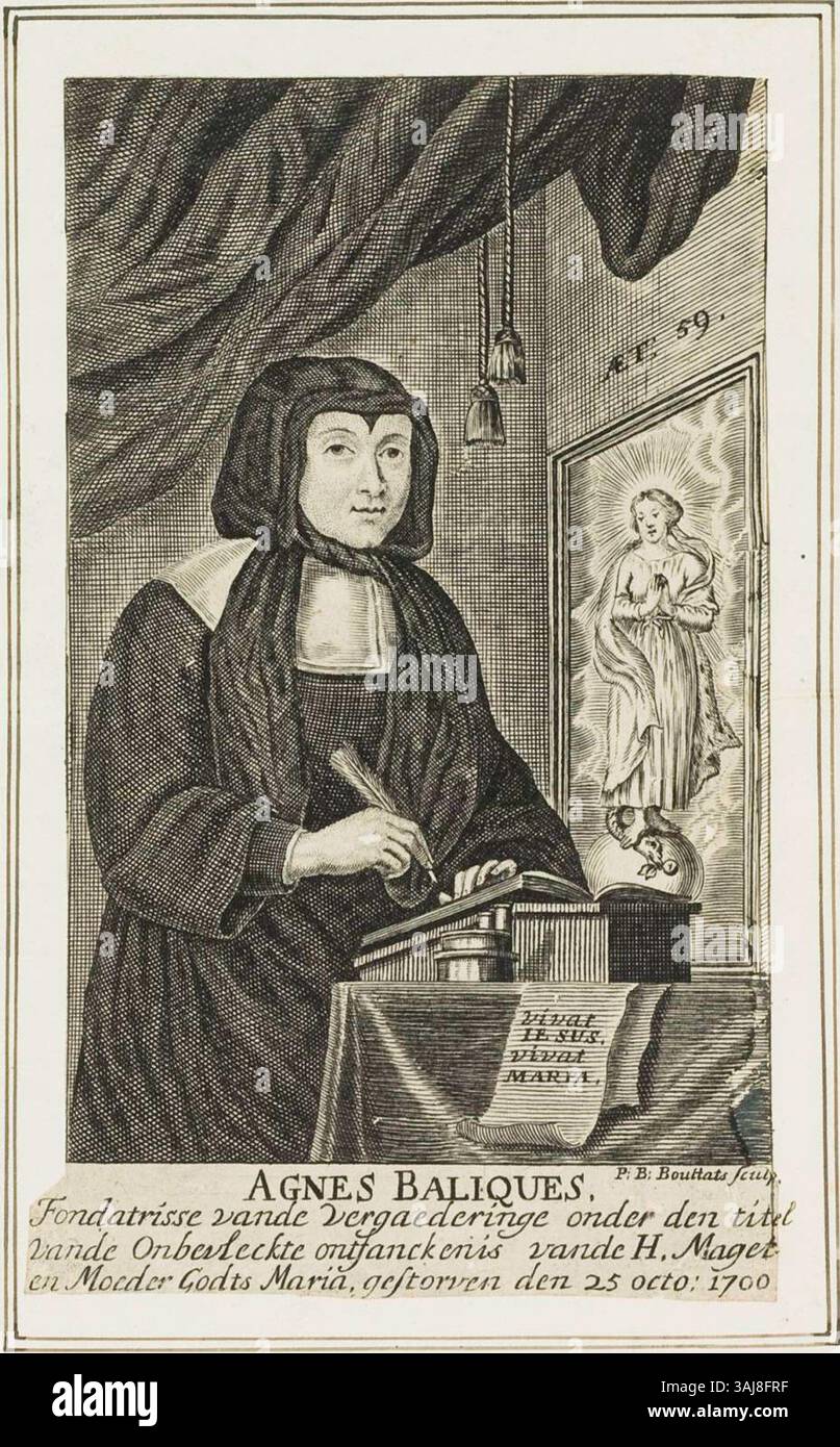 Portrait of Agnes Baliques, aged 59, created between 1700 and 1800 by ...