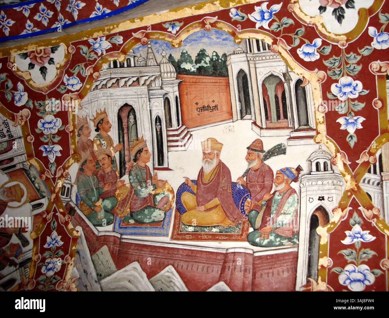 Fresco 7 at Gurdwara Baba Atal, painted by Jaimal Singh Naqqash, Mehtab Singh Naqqash, and Hukum ...