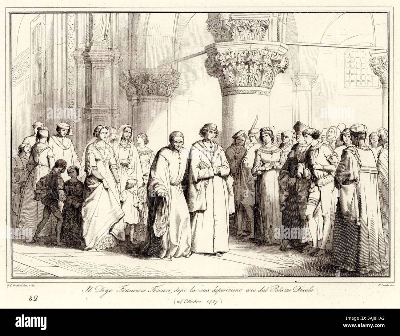Doge Francesco Foscari exits the Ducal Palace on October 24, 1457 ...