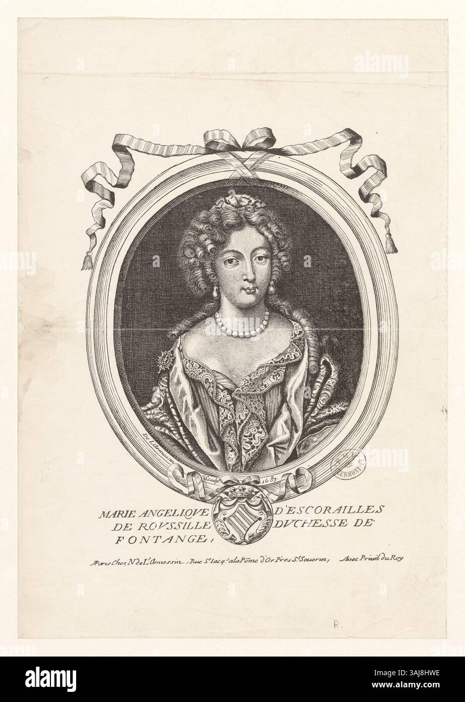 Photomechanical print of Marie Angelique d'Escorailles de Roussille ...