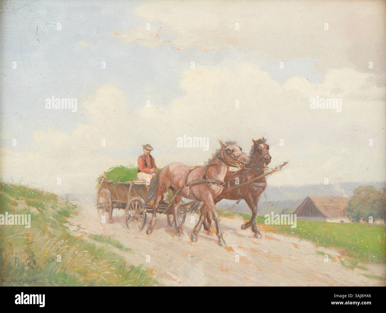 *Heuwagen* (Hay Wagon), painted by Hermann Reisz, depicts a hay wagon ...
