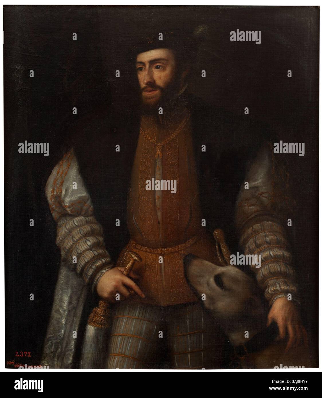 This painting, a copy of Titian’s 1550s portrait of Emperor Charles V ...