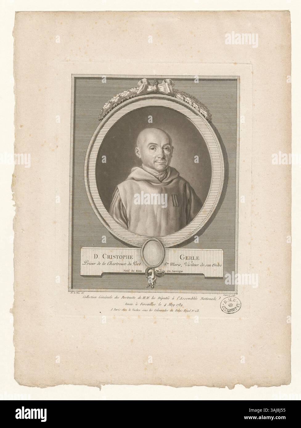 This intaglio print depicts D. Christophe Gerle, prior of the ...