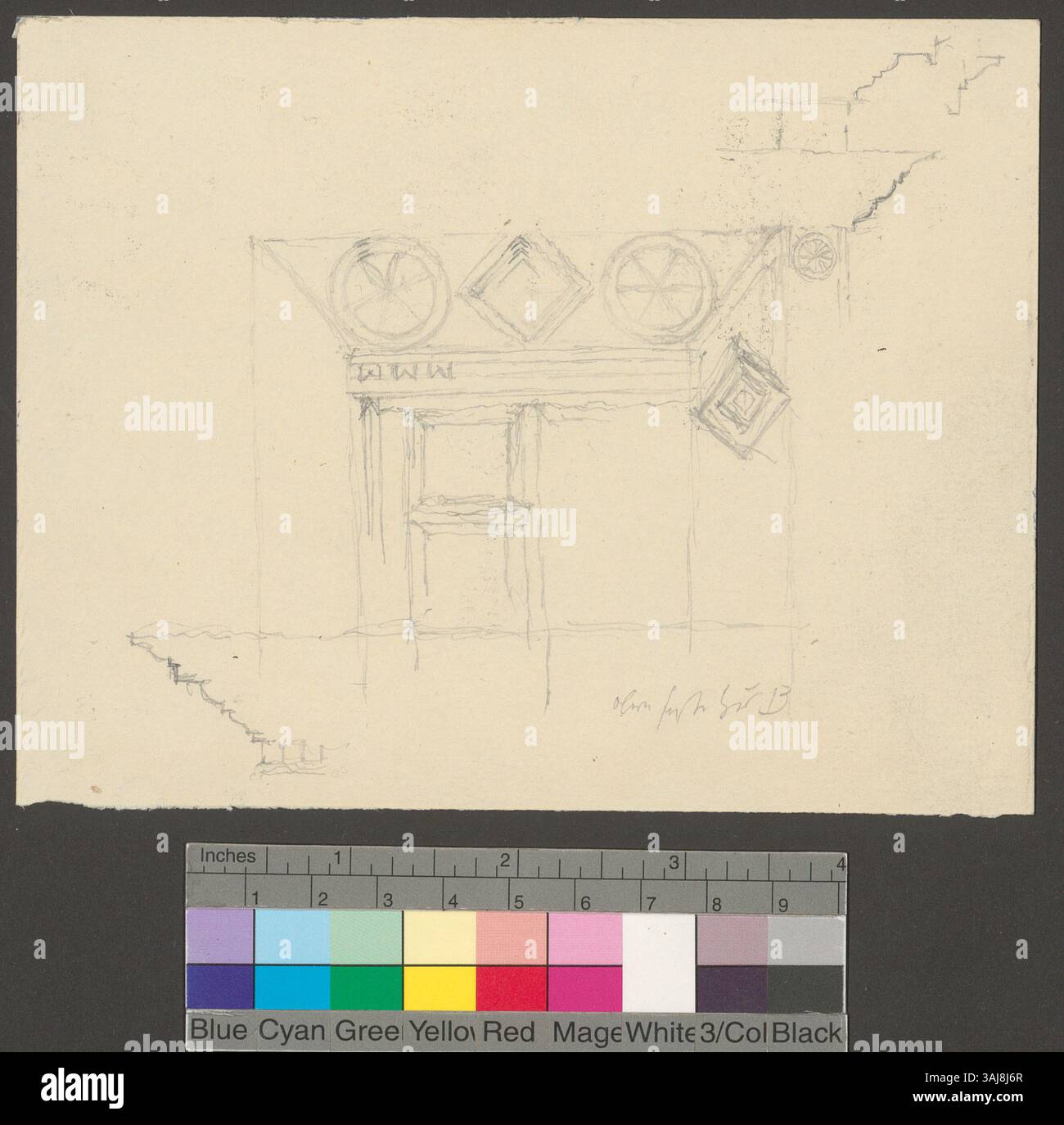 This image depicts an architectural sketch, possibly a section of a ...