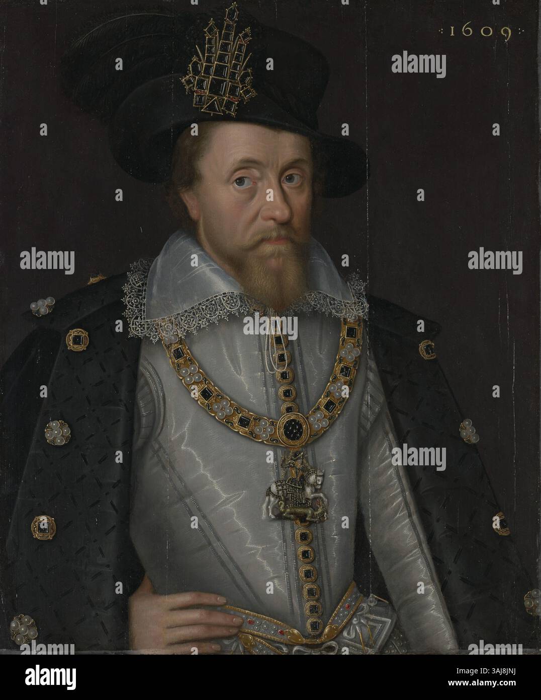 This 1609 portrait by John de Critz the Elder depicts King James I of ...