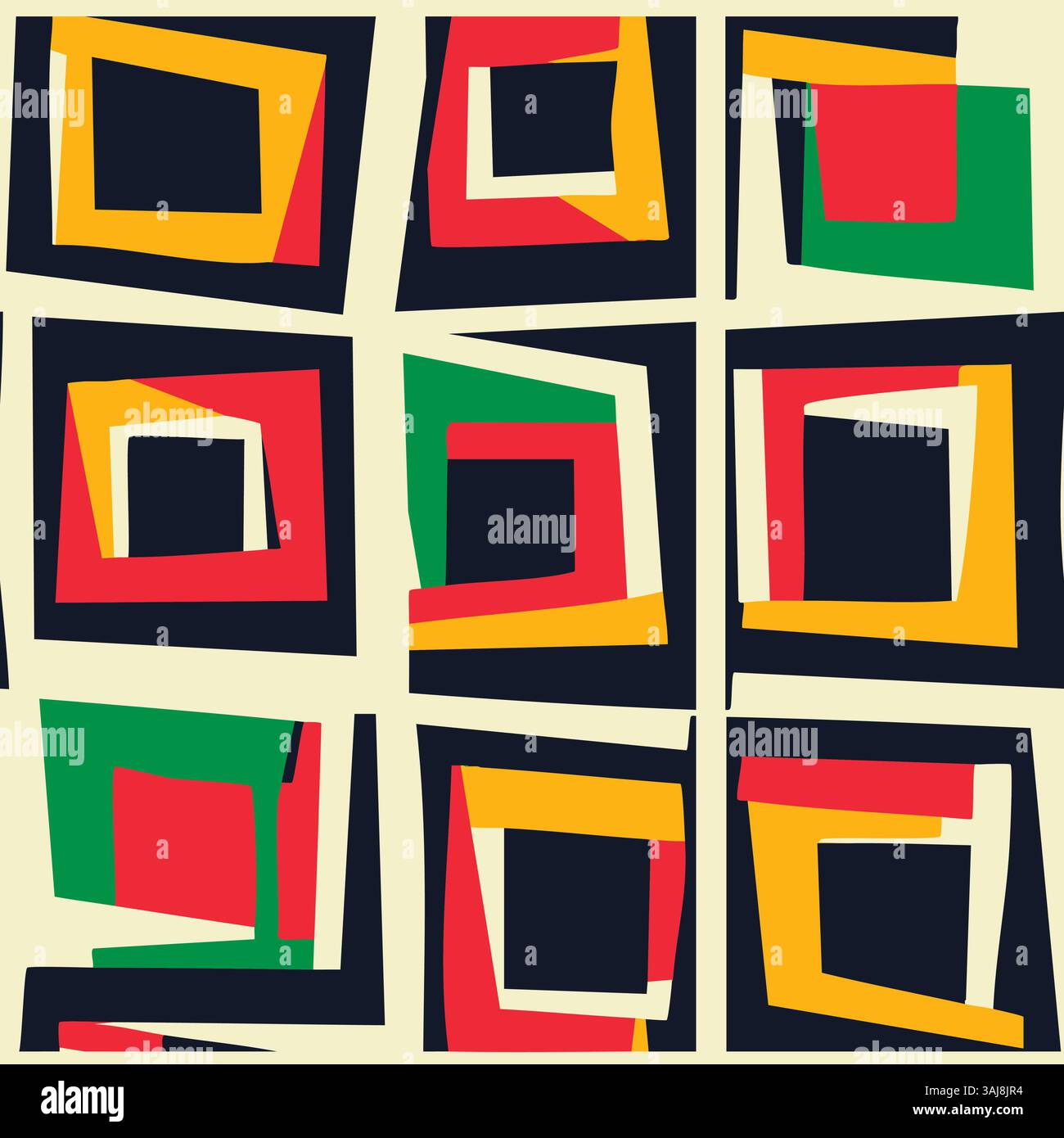 African ethnic seamless pattern in red, yellow, green colors with large ...