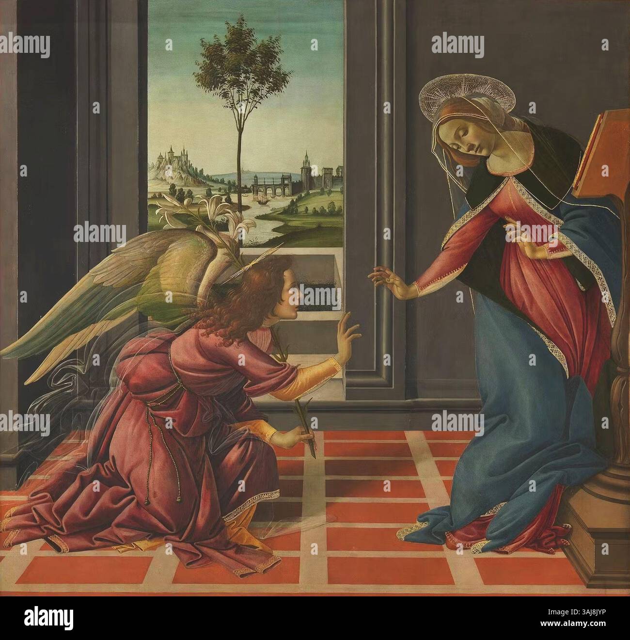 Sandro Botticelli's 'Annunciazione di Cestello' (Annunciation), painted between 1489 and 1490 ...