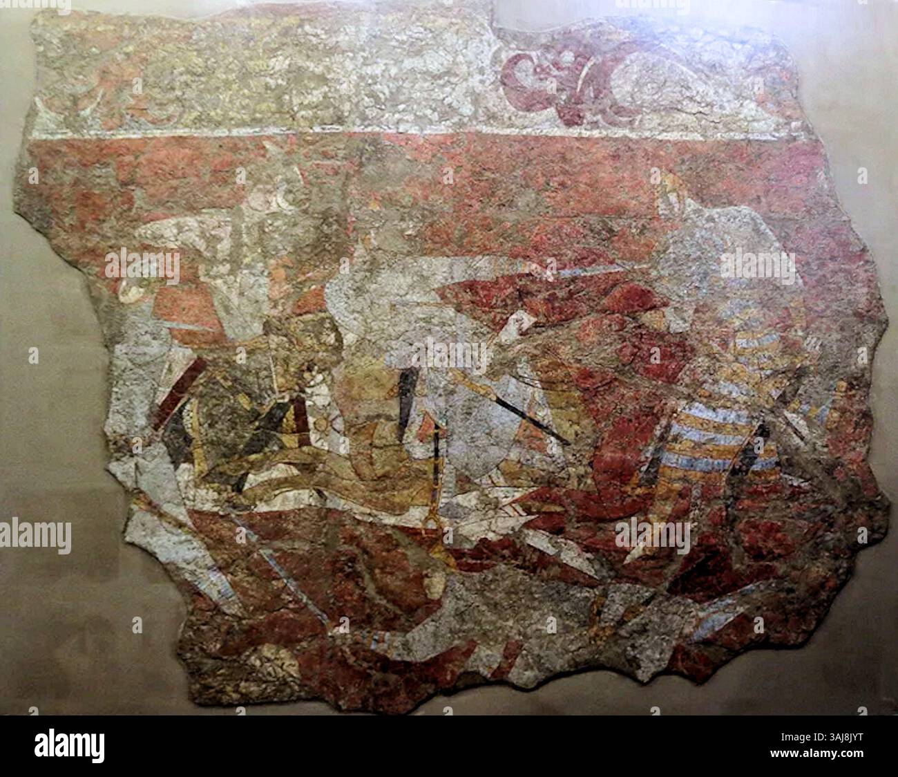 A mural from the ancient city of Penjikent, displayed at the Hermitage ...