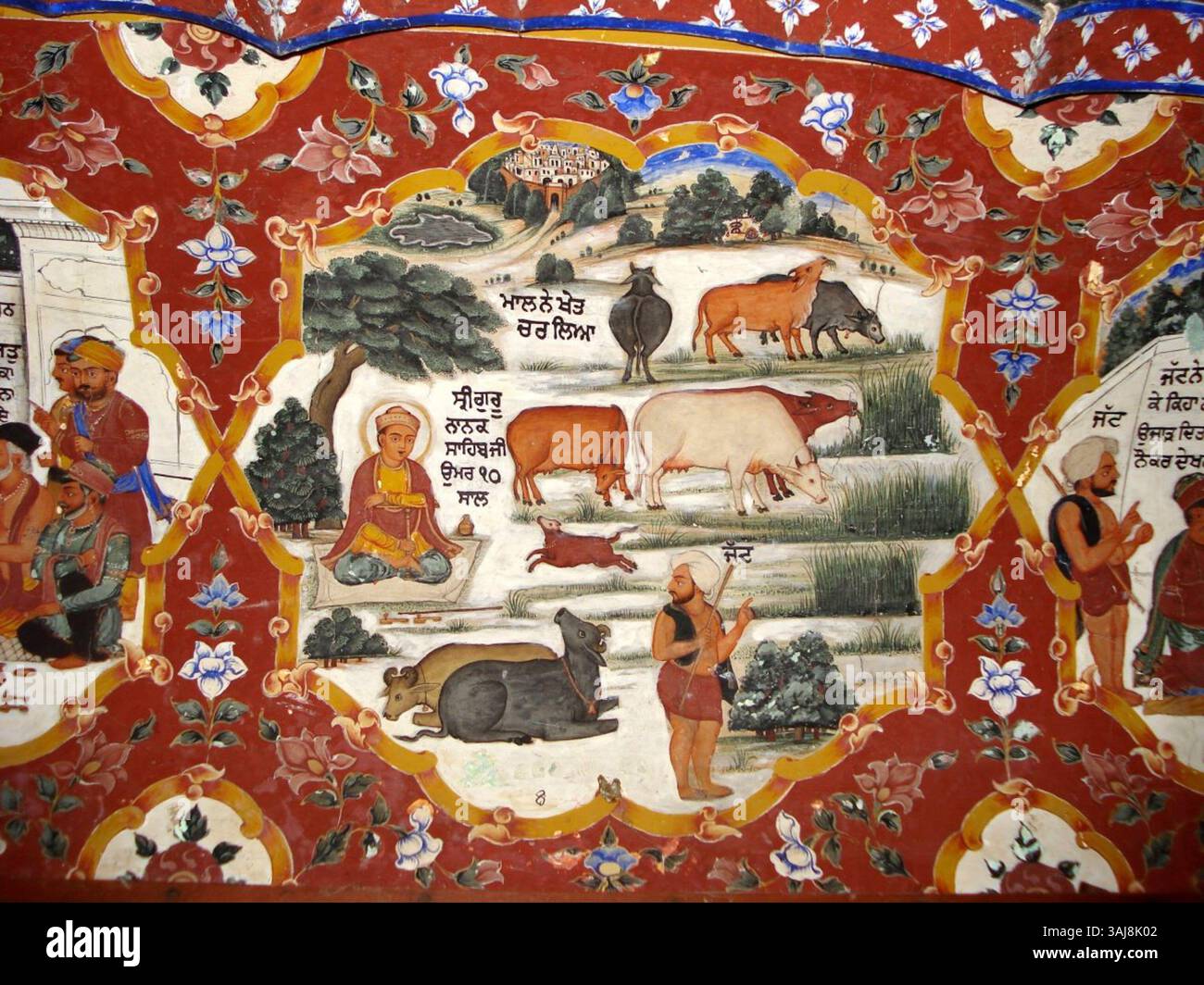 The Gurdwara Baba Atal frescoes, originally painted by Jaimal Singh Naqqash and others in the ...