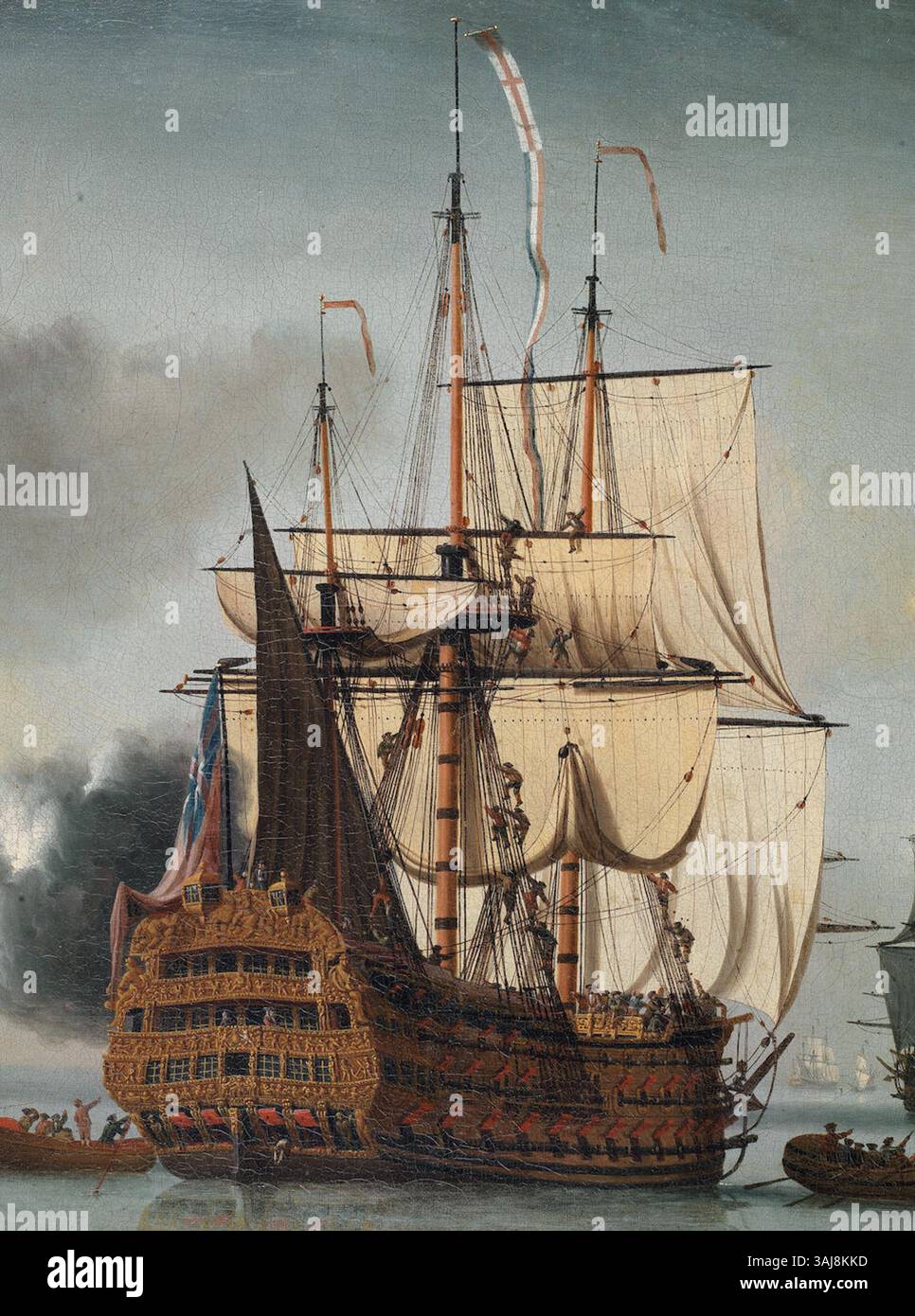 This detail from L. de Man’s 1725 painting 'The flagship Royal ...