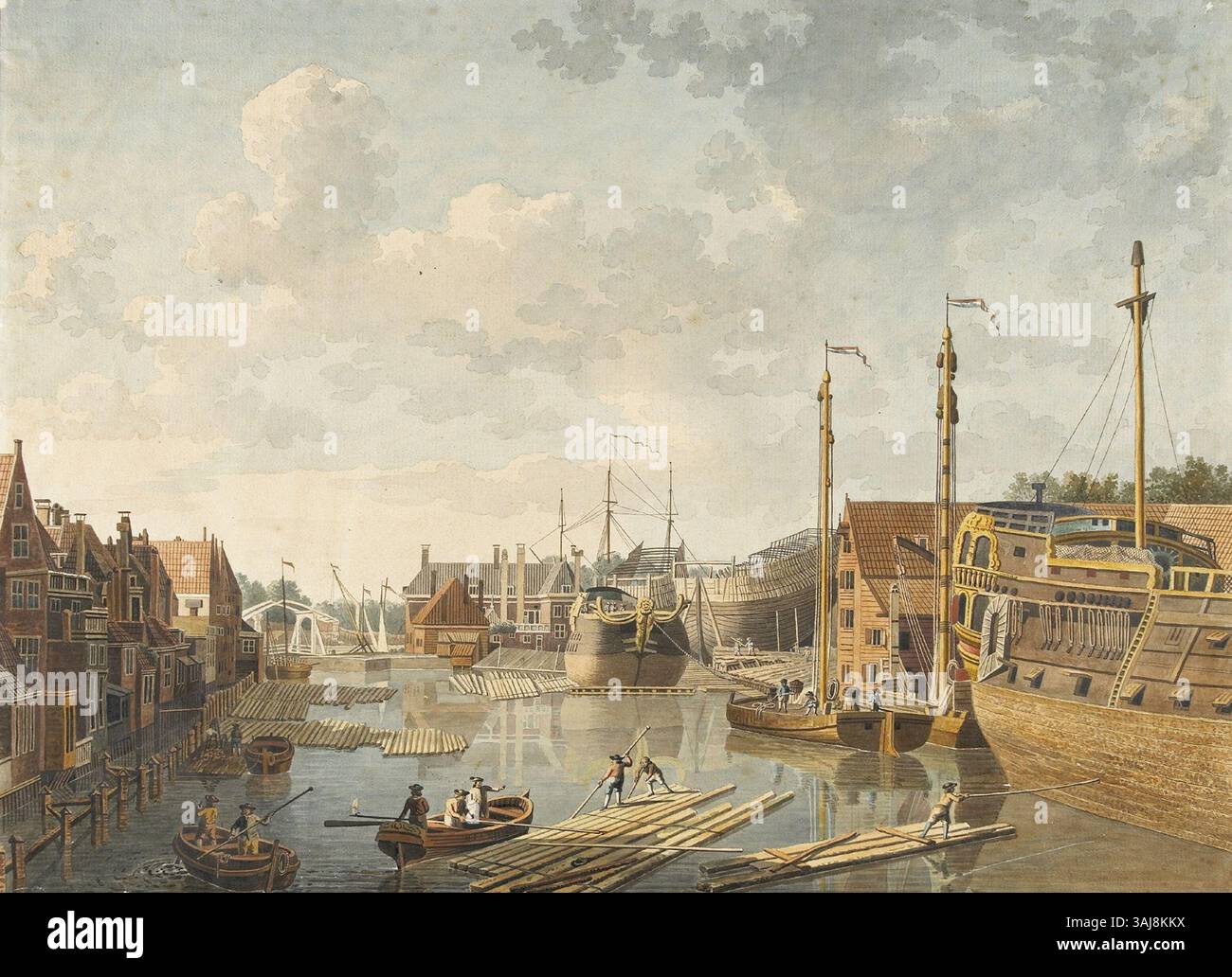 This watercolor by Jan Arends depicts the VOC (Dutch East India Company ...