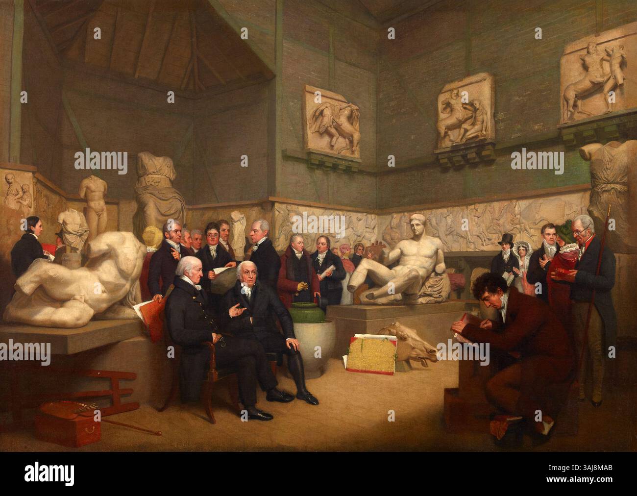 The painting by Archibald Archer depicts the Trustees of the British ...
