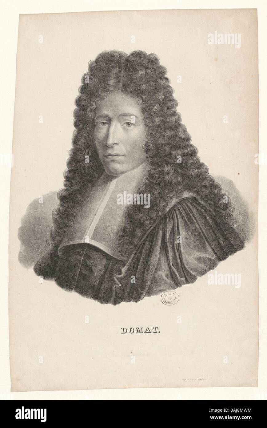 Lithograph print from the Boyer collection of Jean Domat, a prominent ...