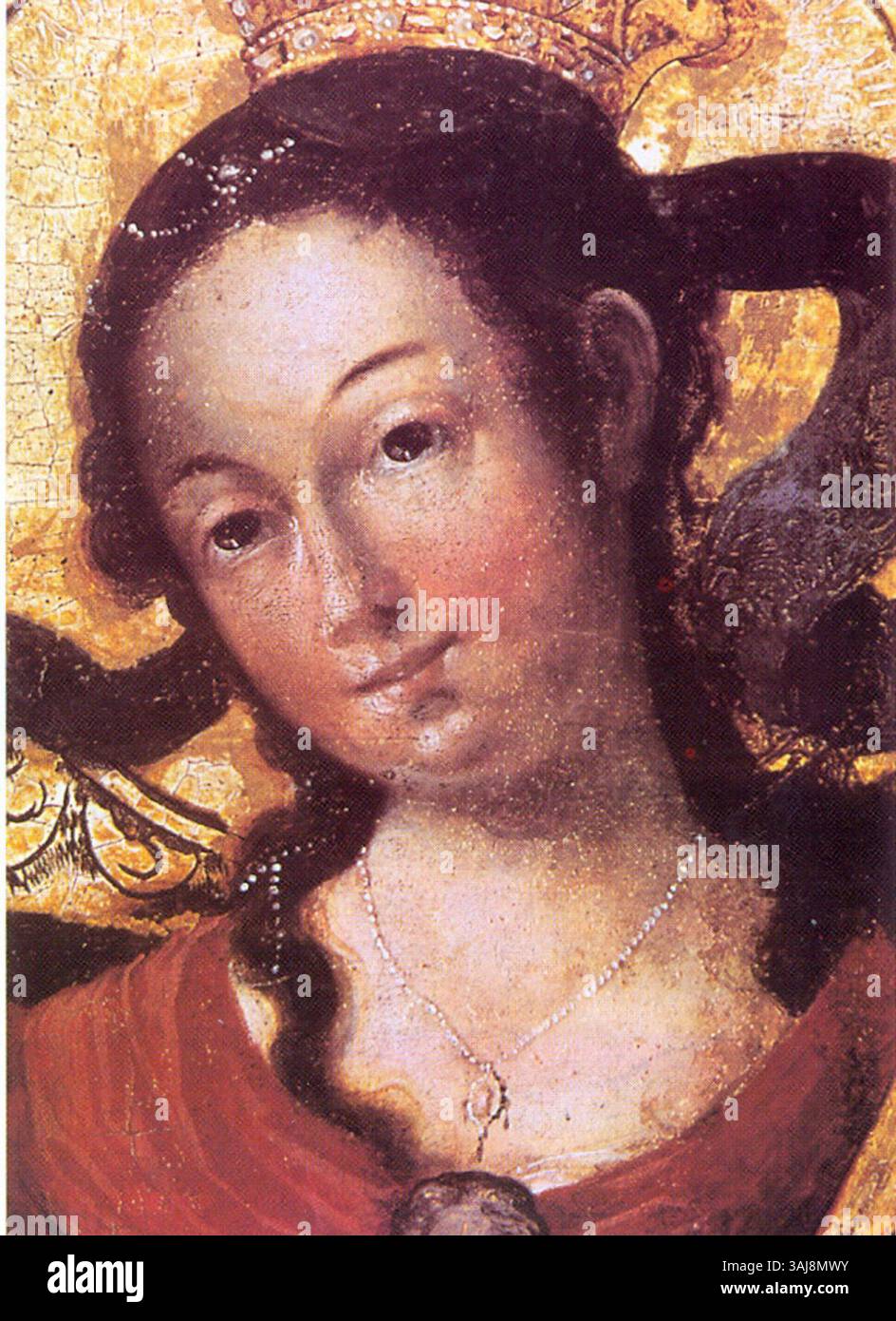 A detail from a painting of Martyr Barbara from the 18th century ...