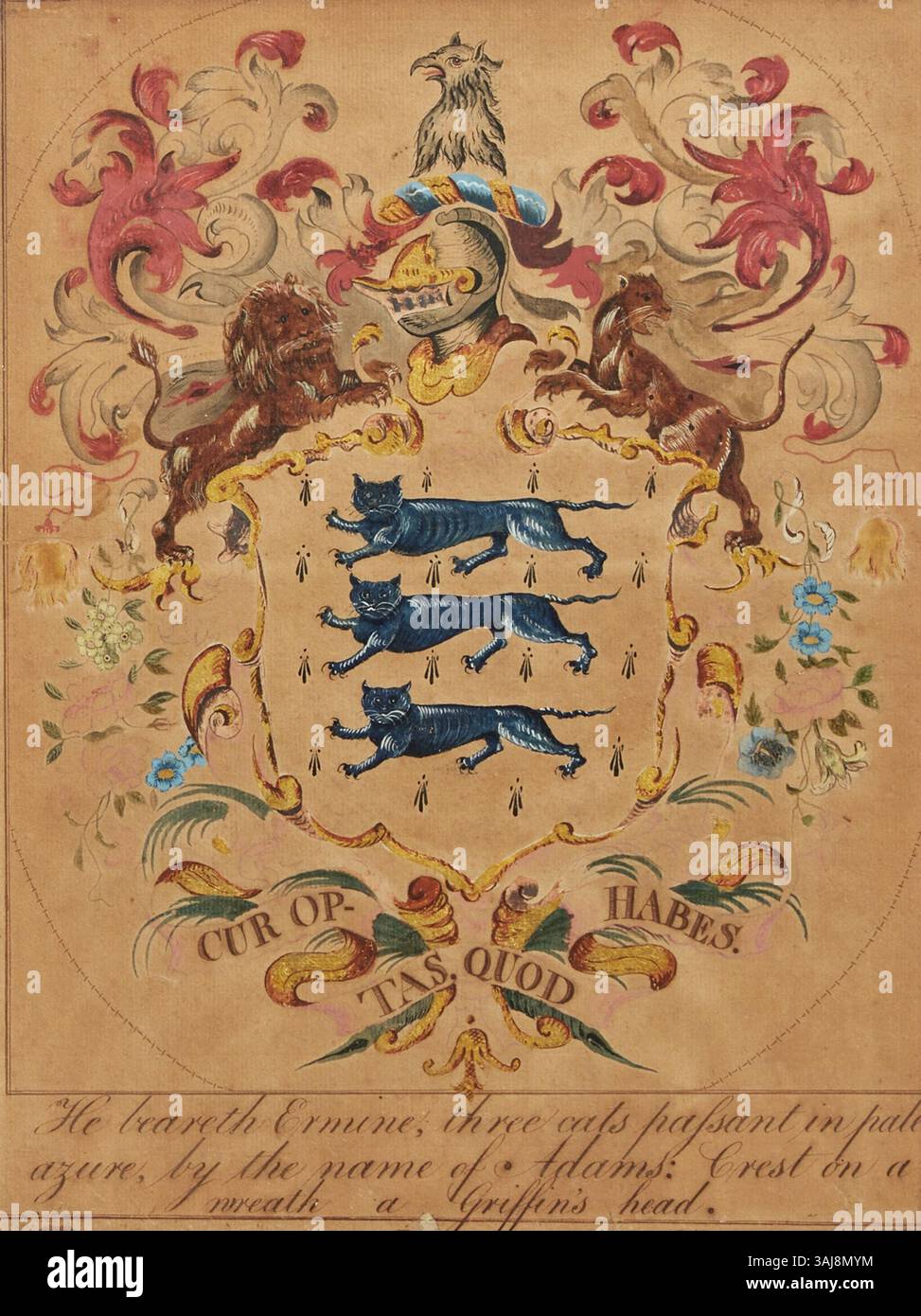 John Coles Jr.'s 1800 painting features the Adams family coat of arms ...