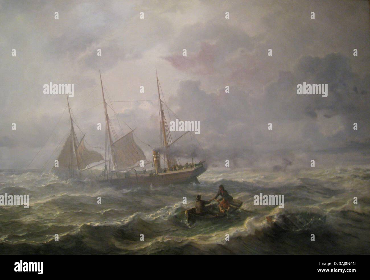 In 'Salvage of an empty lifeboat' (1863), Johan Jacob Bennetter ...