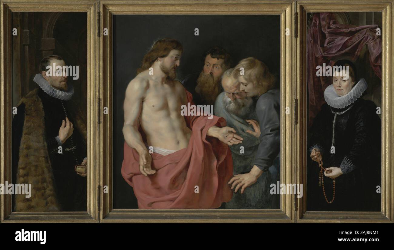 This cropped section of the 'Rockox Triptych' by Peter Paul Rubens depicts Christ's first ...