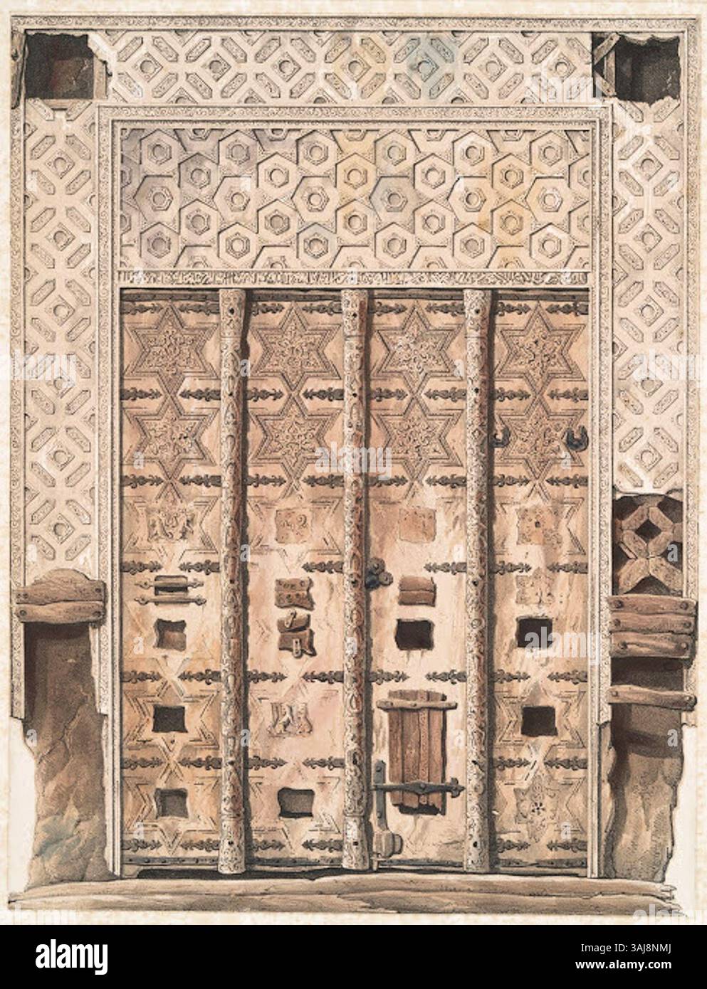 James Atkinson's 1842 sketch depicts the gates of the tomb of Mahmud of ...