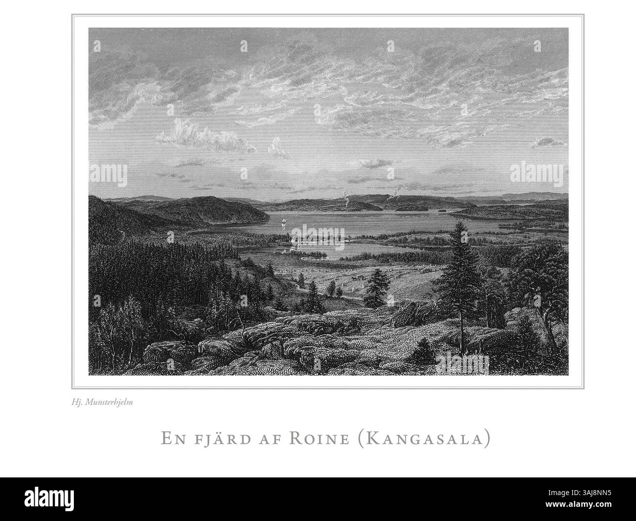 Hjalmar Munsterhjelm’s steel engraving 'En fjärd af Roine (Kangasala ...