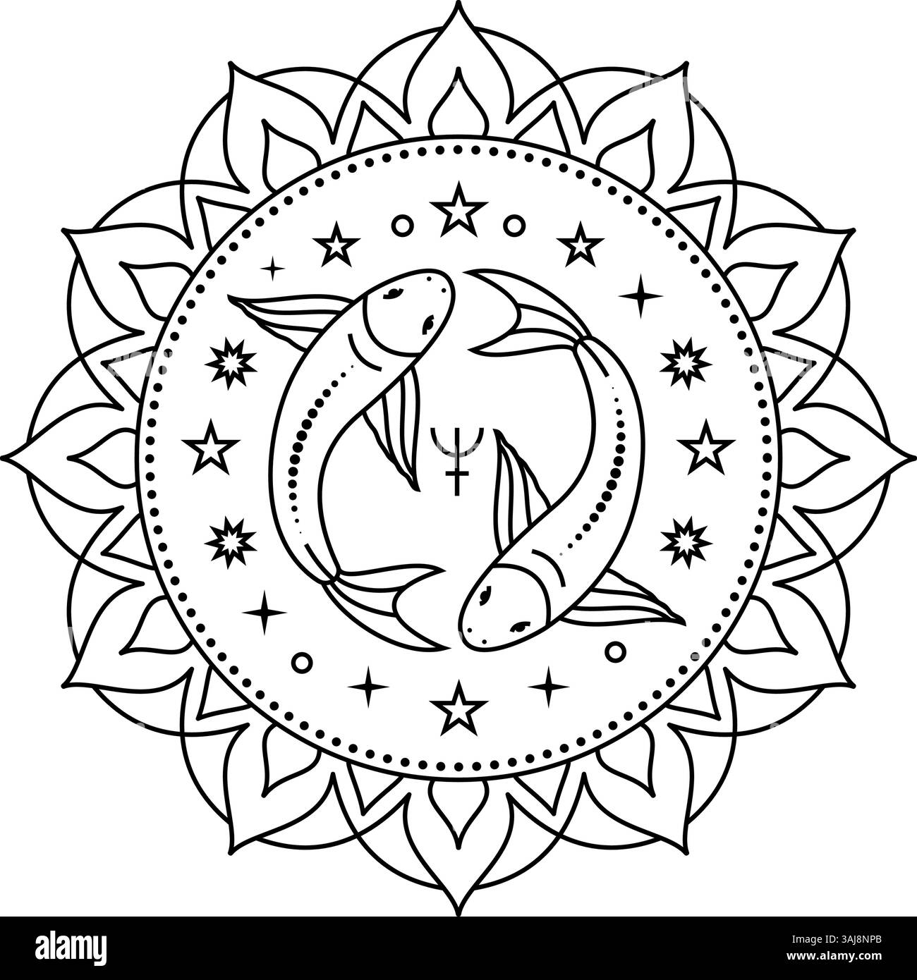 Pisces horoscope symbol Black and White Stock Photos & Images - Alamy