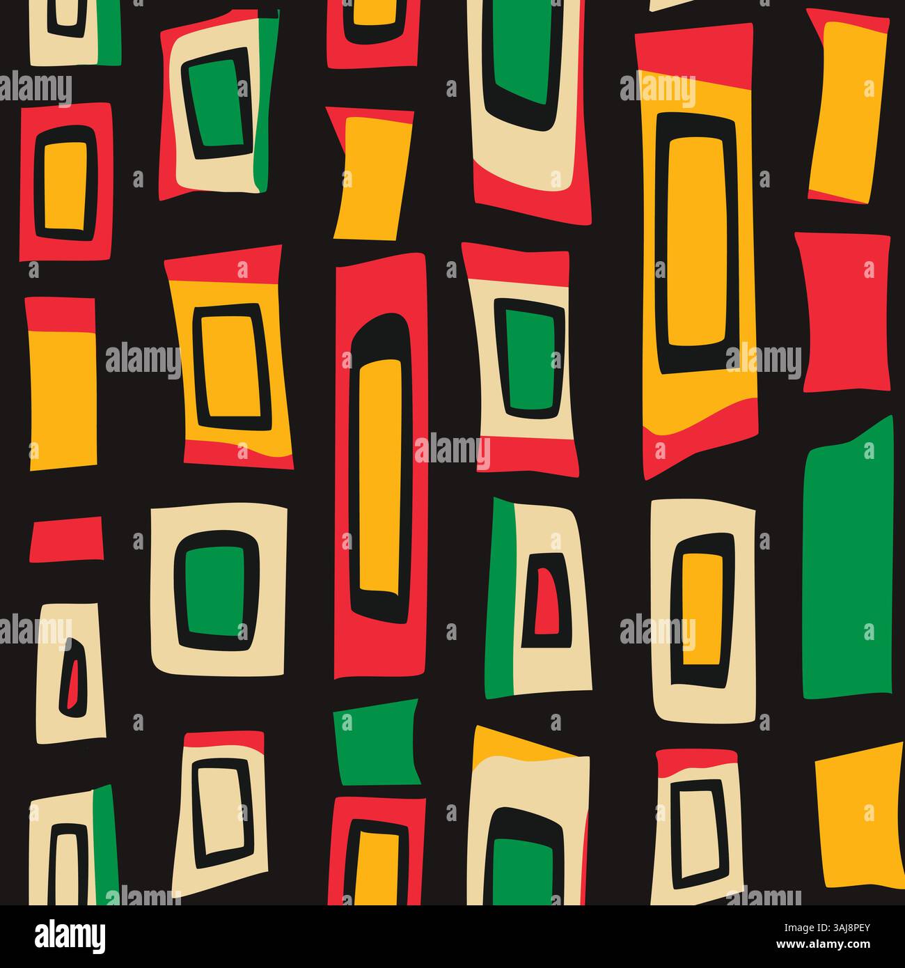 African ethnic seamless pattern in red, yellow, green colors with large ...