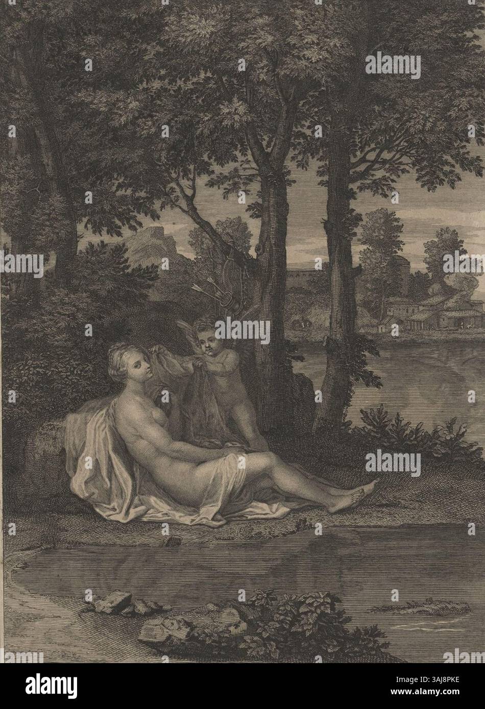 Robert Hecquet's 18th-century oil painting 'Vénus et l'Amour,' inspired by Nicolas Poussin's ...