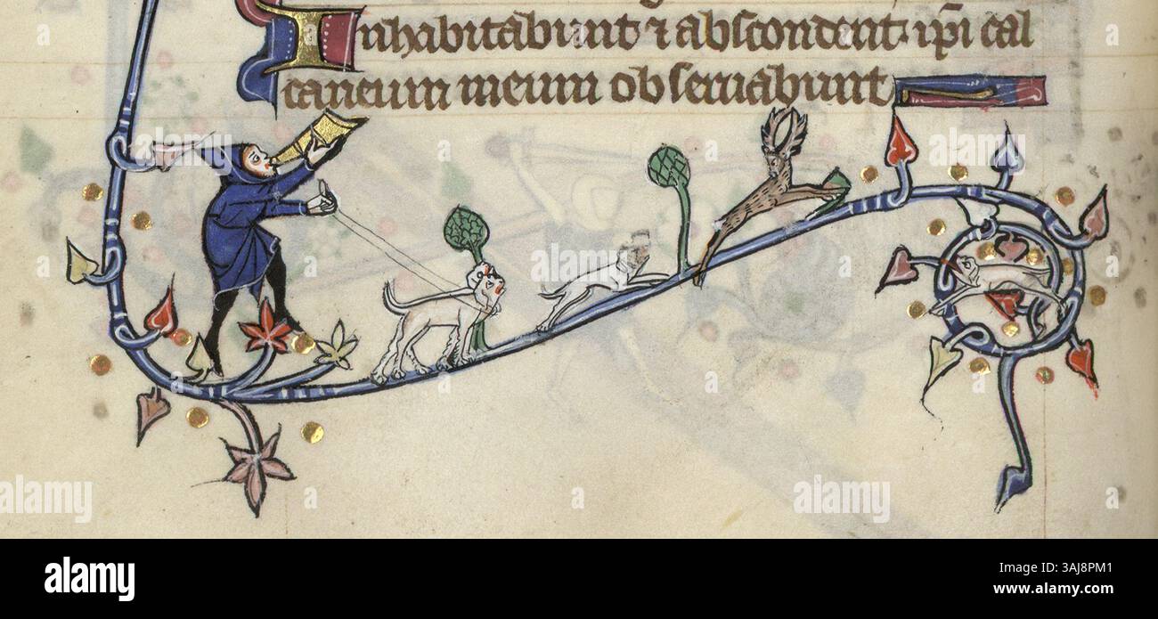 This medieval manuscript illumination from around 1300-1400 depicts a ...