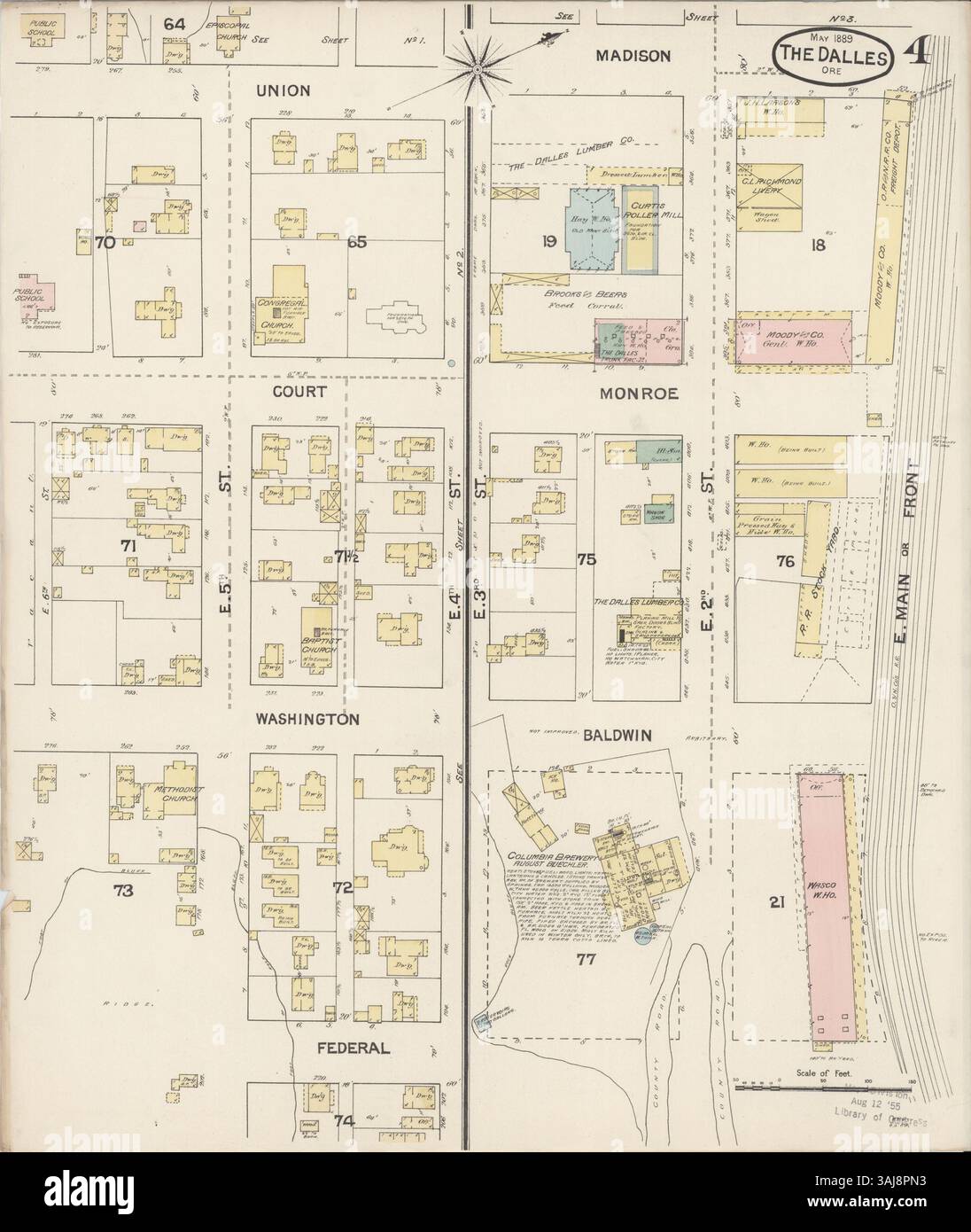 This 1889 Sanborn Fire Insurance Map depicts The Dalles, Wasco County ...