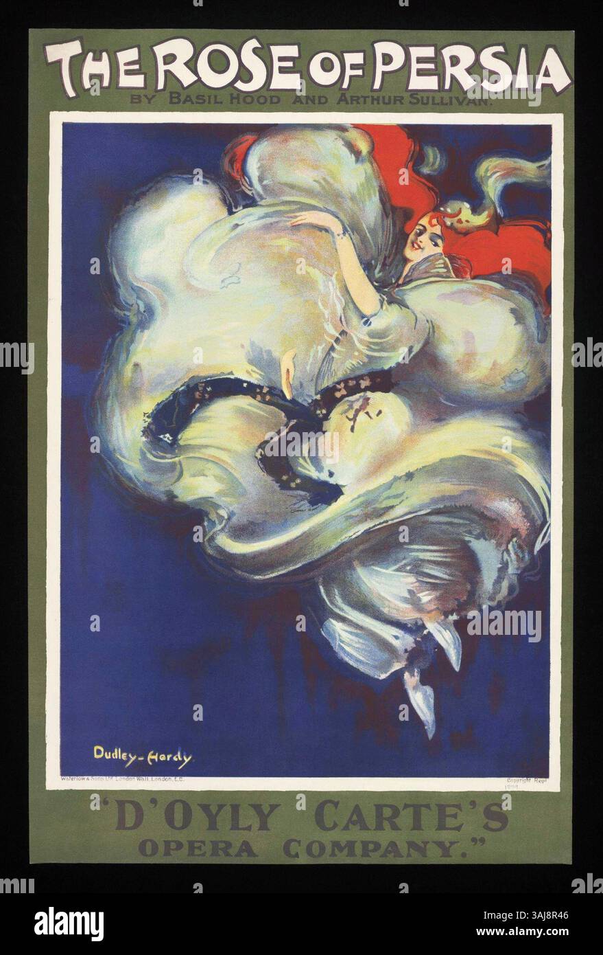 This 1900 Dudley Hardy poster for 'The Rose of Persia' illustrates the ...