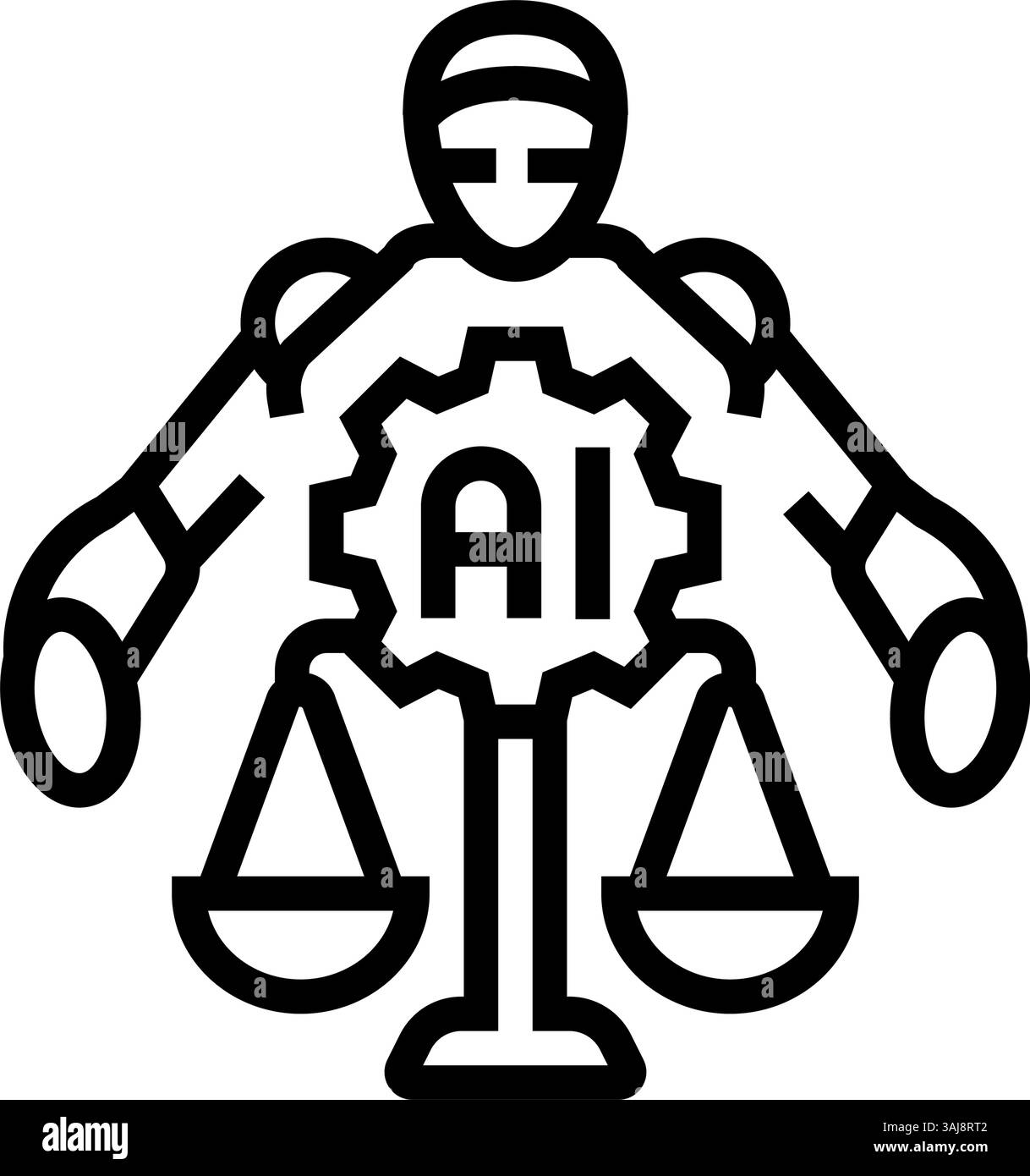 responsibility ethical ai line icon vector illustration Stock Vector ...