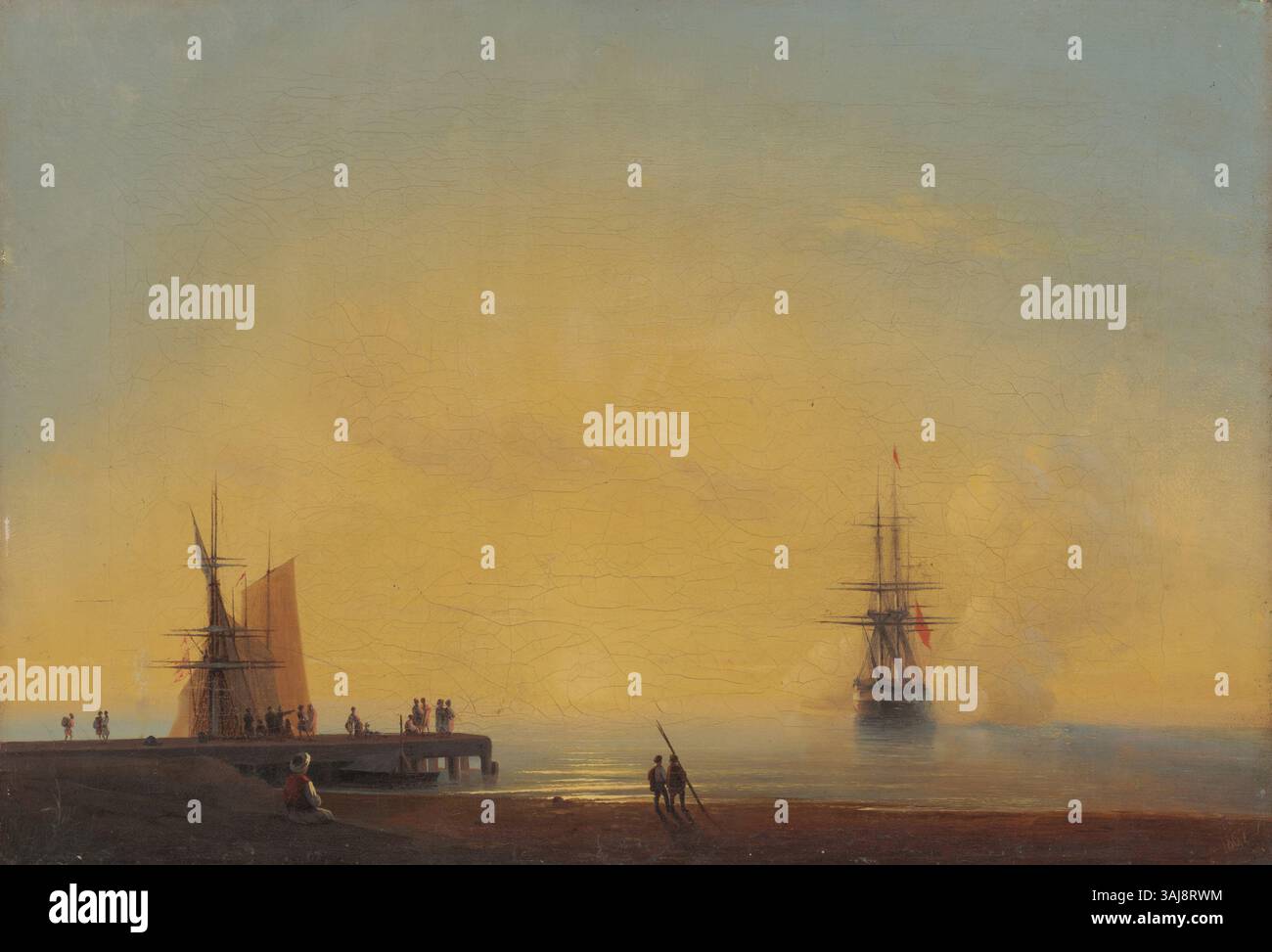 Ivan Aivazovsky's 1867 painting, 'In the Roads, Evening,' portrays a ...