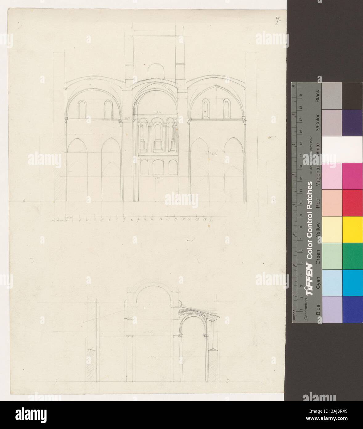 This image depicts a cross-section of the nave of the Notre-Dame Abbey ...