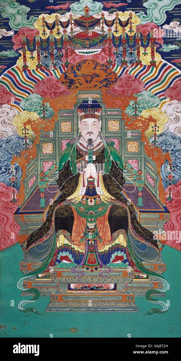 A Qing Dynasty painting depicting the White Cloud Temple in Beijing ...